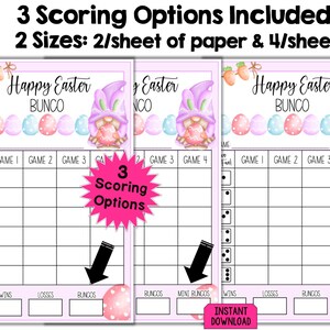 Easter Bunco Party Printables: Score Cards, Invitations, Table Numbers ...