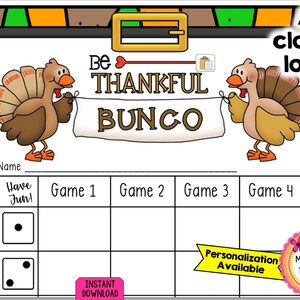 Thanksgiving Bunco BUNDLE 27pgs November Bunco Score Cards,tally Sheets ...