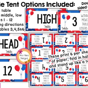 Patriotic Balloons Red White and Blue Bunco Bundle Scorecards Tally ...