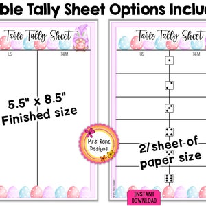 Easter Bunco Score Cards Bundle of Score Sheets Invitations Table ...