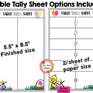Easter Bunco Cards Bundle 27pgs Scorecards Tally Sheets Table Numbers W ...