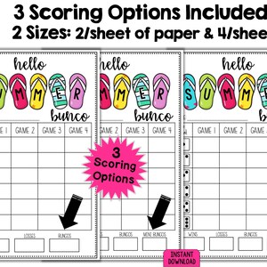 Flip Flops Summer Bunco 27pgs Bunco Scorecards Tally Sheets Table ...
