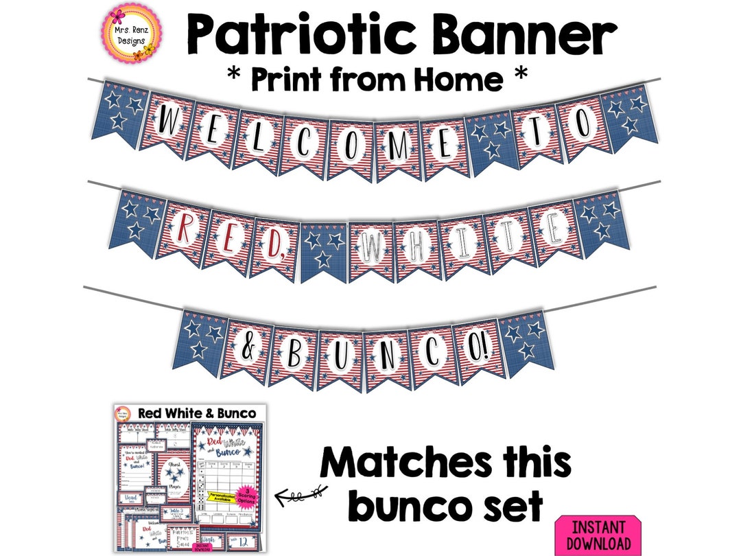Patriotic Bunco Printable Banner for Independence Day Bunco Parties - Etsy