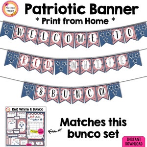 Patriotic Bunco Printable Banner for Independence Day Bunco Parties - Etsy