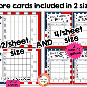 July Bunco or Memorial Day Bunco Bundle 27pgs Patriotic Bunco ...