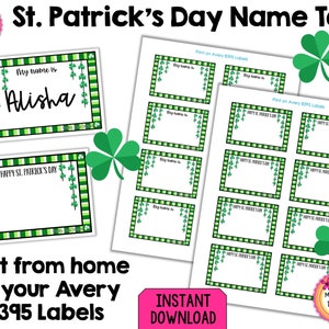 St. Patrick's Day Name Tags You Can Print From Home on Avery 8395 ...