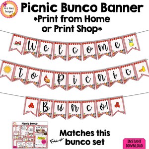 Summer Picnic Bunco Banner - Printable Bunco Banner Picnic Theme ...