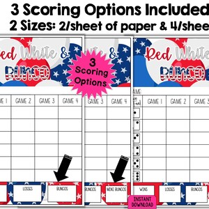 Patriotic Balloons Red White and Blue Bunco Bundle Scorecards Tally ...