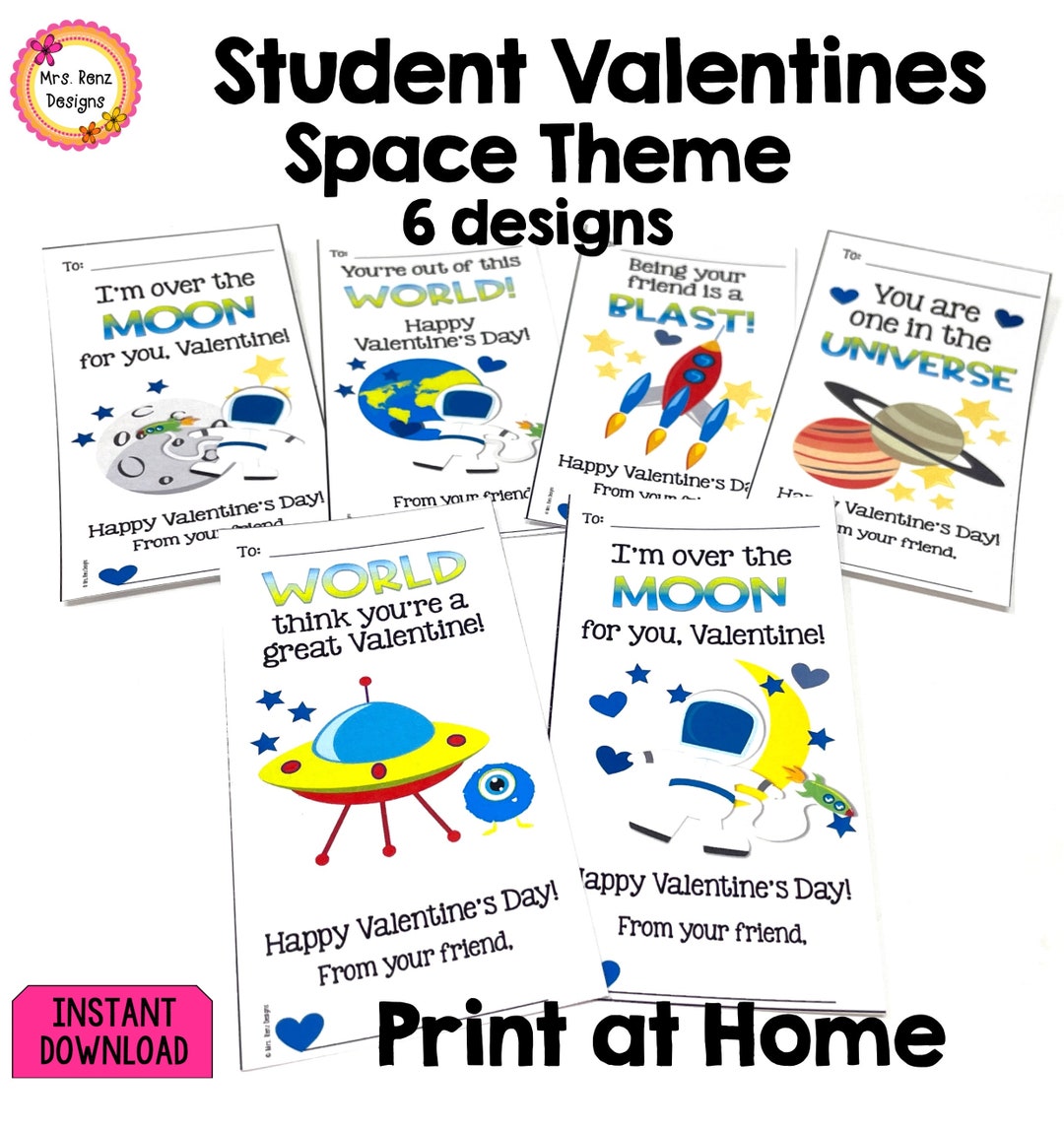 Student to Student Valentines for School Celebrations Outer Space ...