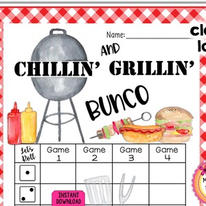Summer Bunco Bundle Barbecue Theme Bunco Scorecards Table Numbers Tally ...