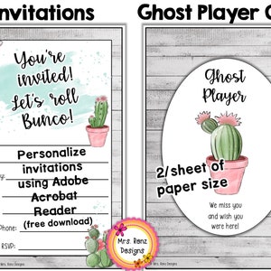 Cactus Bunco Bundle 25pgs Cactus Themed Scorecards Tally - Etsy