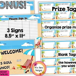 Beach Bunco Bundle Summer Surfing Theme Scorecards Tally Sheets ...