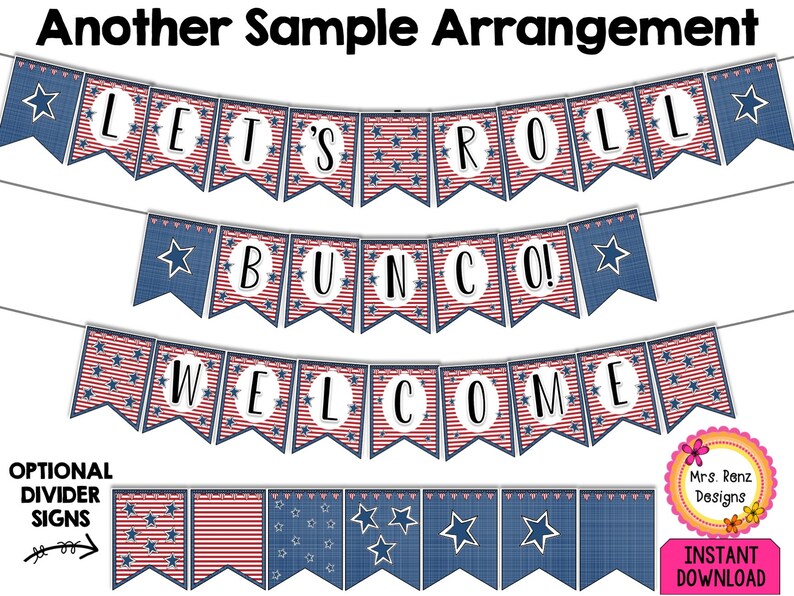 Patriotic Bunco Printable Banner for Independence Day Bunco - Etsy
