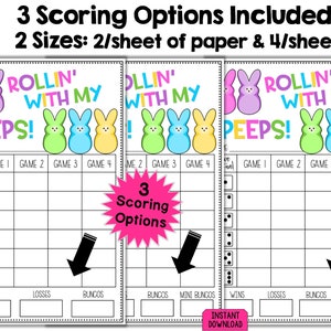 Rollin Bunco With My Peeps 27pgs Easter Bunco Scorecards Tally Sheets ...