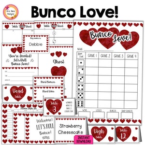 Valentine Bunco Bundle 27pgs Valentine's Day Bunco Scorecards Tally ...