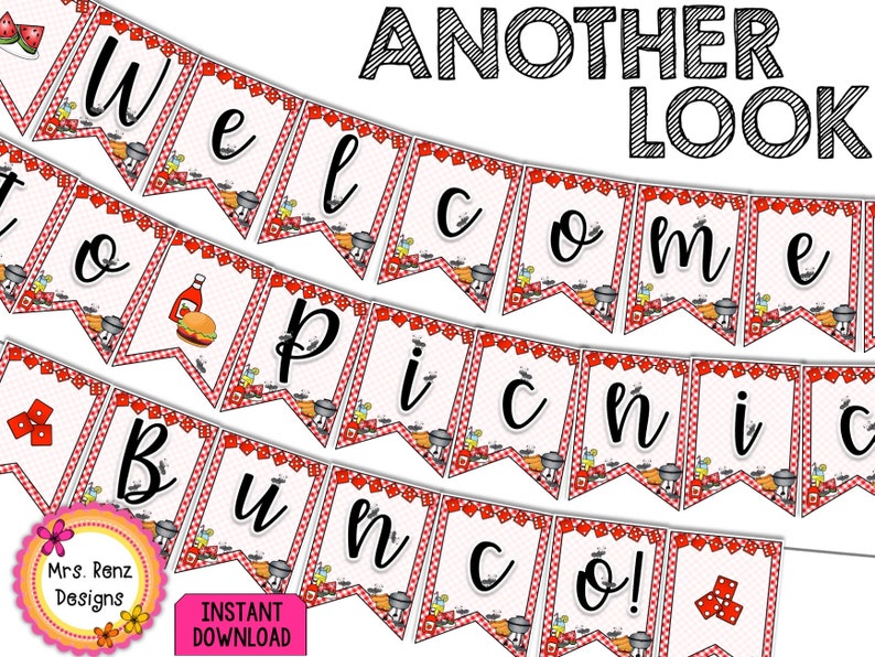 Summer Picnic Bunco Banner Printable Bunco Banner Picnic - Etsy