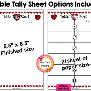 Valentine Bunco Bundle 27pgs Valentine's Day Bunco Scorecards Tally ...