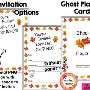 Fall Bunco Scorecards Party Printables Bundle (digital Download) - Etsy