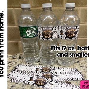 Water Bottle Labels Printable Happy New Year Water Bottle - Etsy