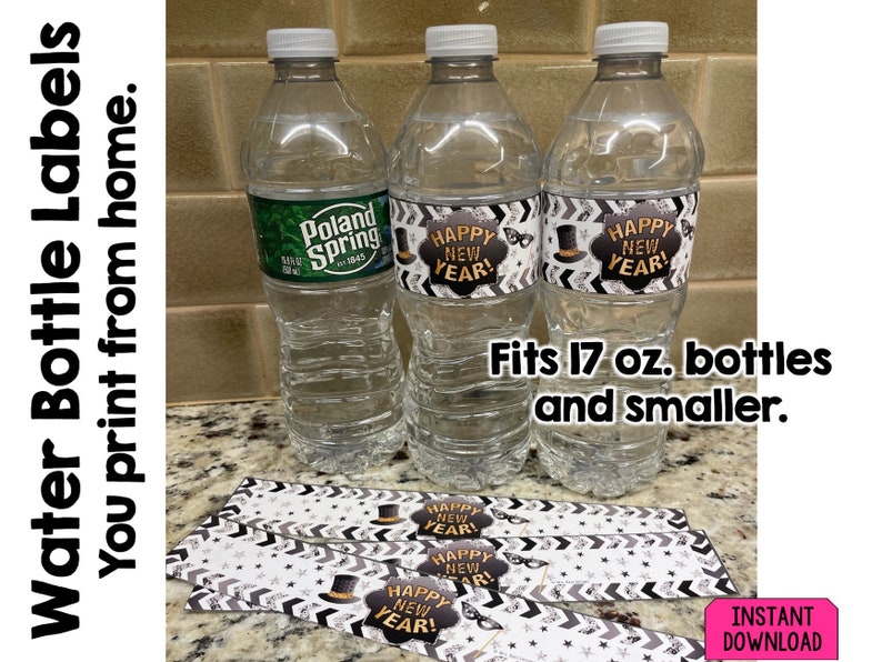 Water Bottle Labels Printable Happy New Year Water Bottle - Etsy