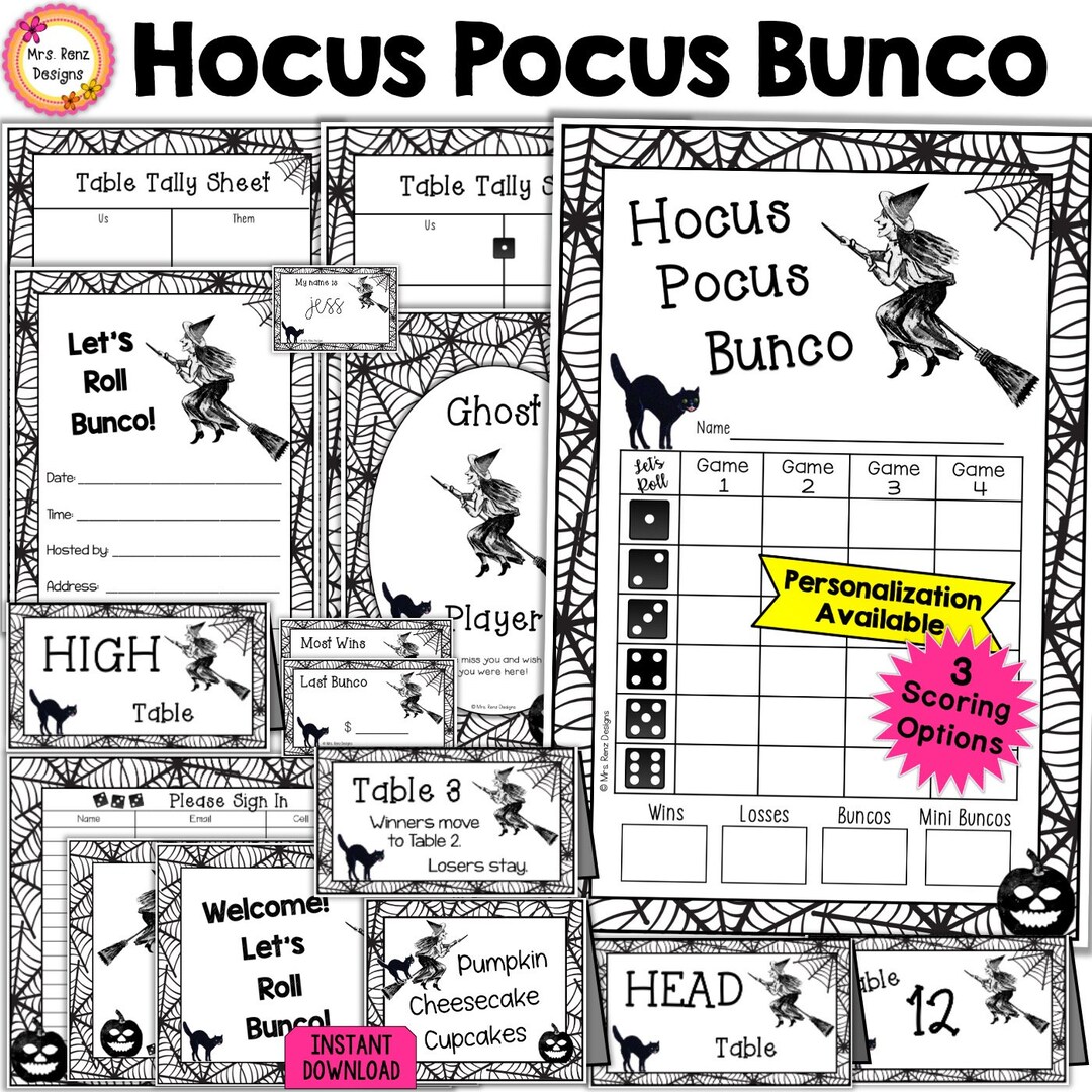 Halloween Bunco Bundle 27pgs October Bunco Score Sheets Tally Sheets ...