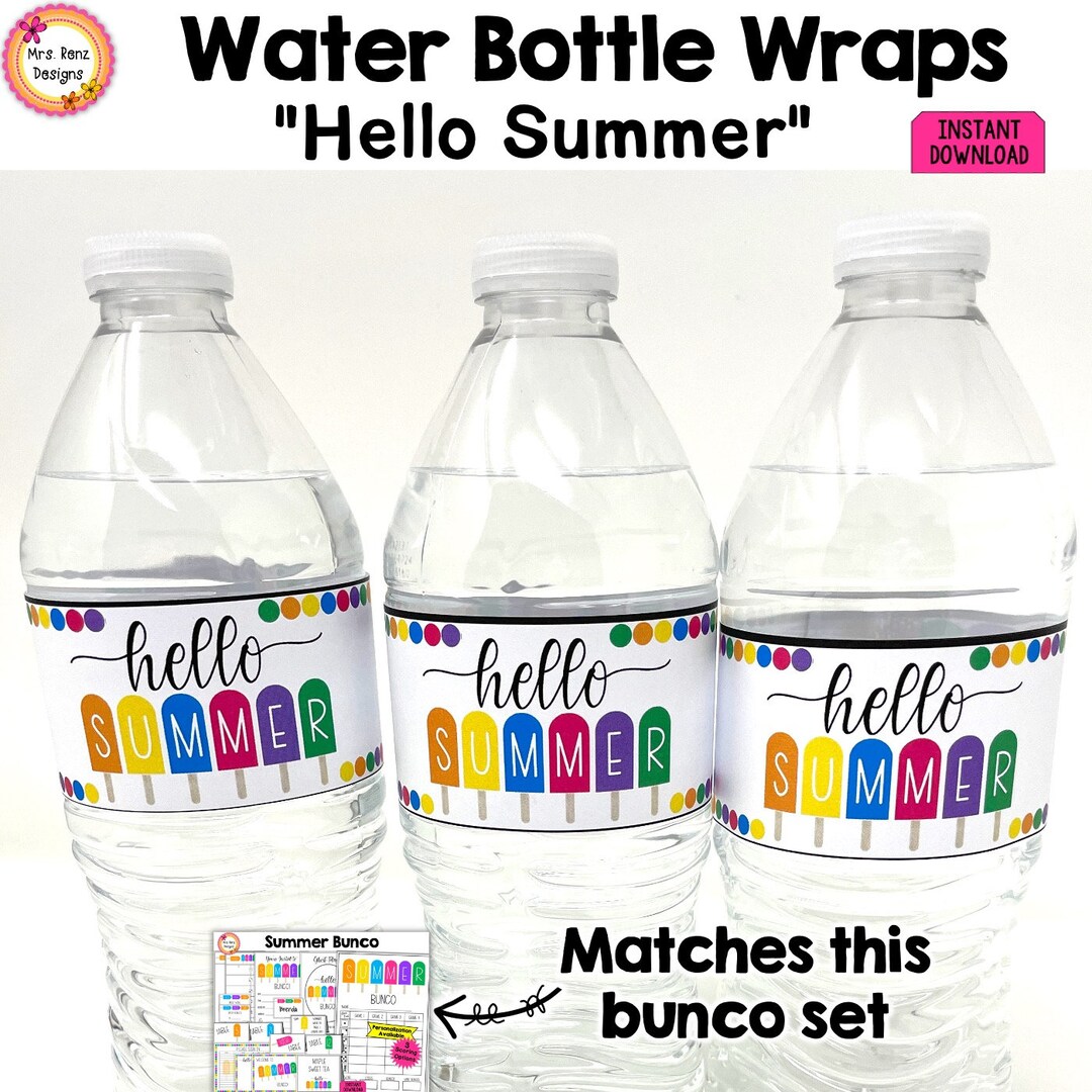 Hello Summer Water Bottle Labels: Ice Cream Theme (digital Download) - Etsy