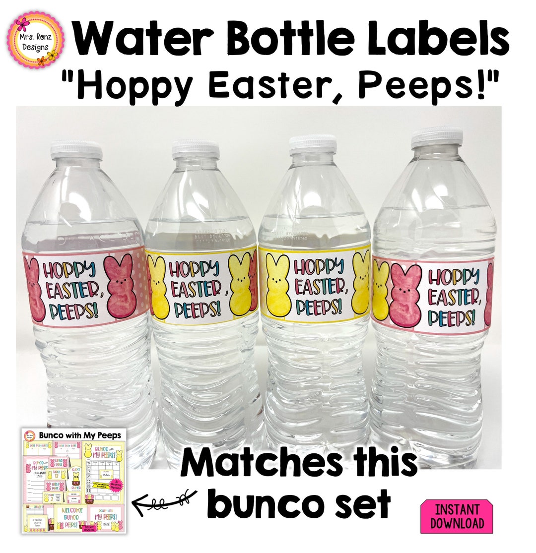 Easter Water Bottle Wrappers: 'hoppy Easter, Peeps!' (digital Download ...