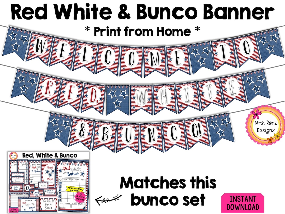 Patriotic Bunco Printable Banner for Independence Day Bunco - Etsy
