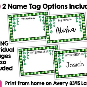 St. Patrick's Day Name Tags You Can Print From Home on Avery 8395 ...