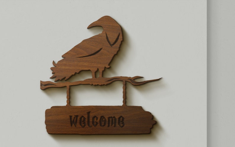 Black Crow Welcome Sign Svg Laser - Etsy