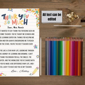 Teacher Appreciation Letter | Digital Download | Editable | Teacher ...