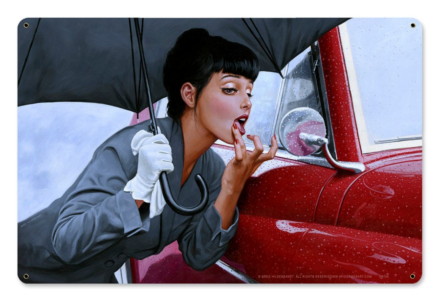 Vintage Style Metal Pinup Sign - Wall Art - Lipstick - Hildebrandt Art ...