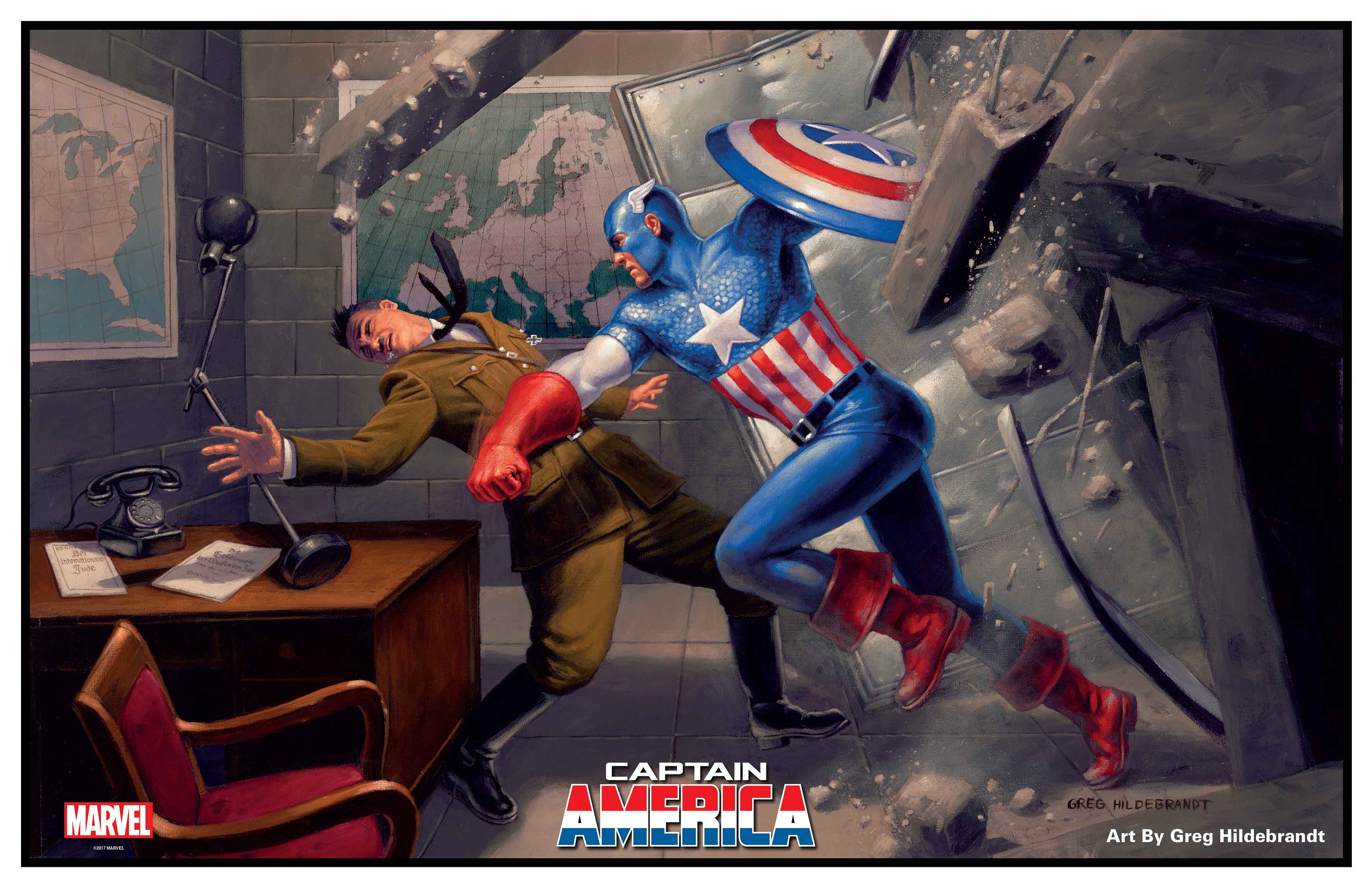 Wandkunst Marvel Print Captain America v Hitler Marvel - Etsy.de