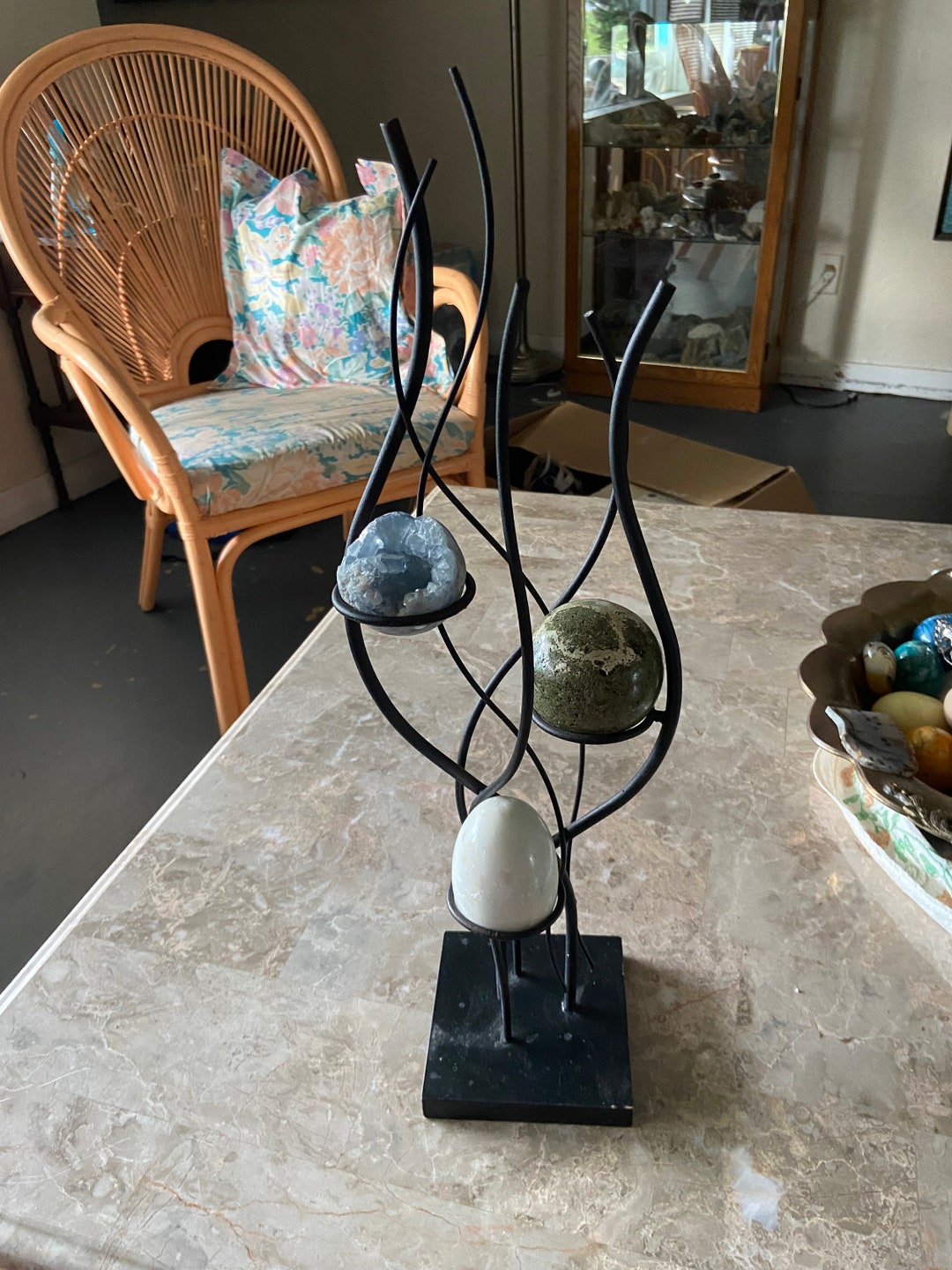 Triple Cast Iron Sphere Stand,black Sphere Holder, Holds 3 Medium ...