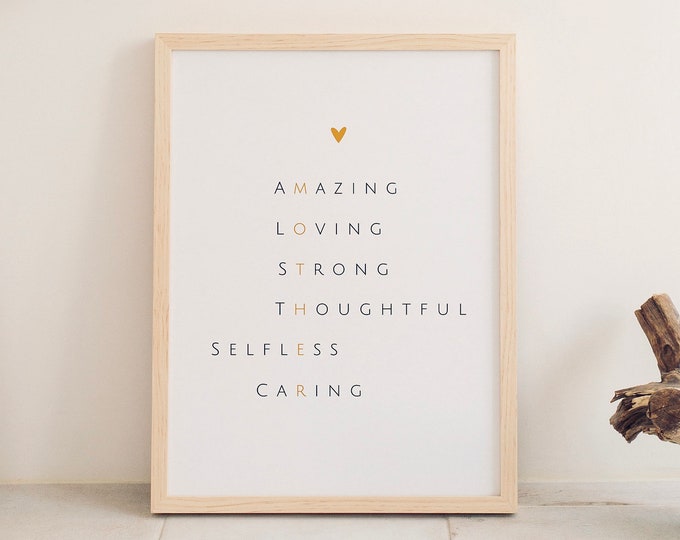 Mother Acronym Printable, Mother Quote Print, Mother Acronym Sign ...