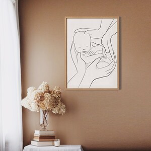 Line Drawing of Newborn Baby, Nursery Keepsake, Minimalist Nursery ...
