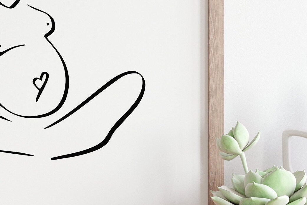 Pregnant Woman Line Art. Maternity Portrait Minimalist Line | Etsy