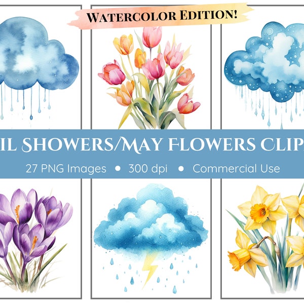 April Shower Clipart - Etsy