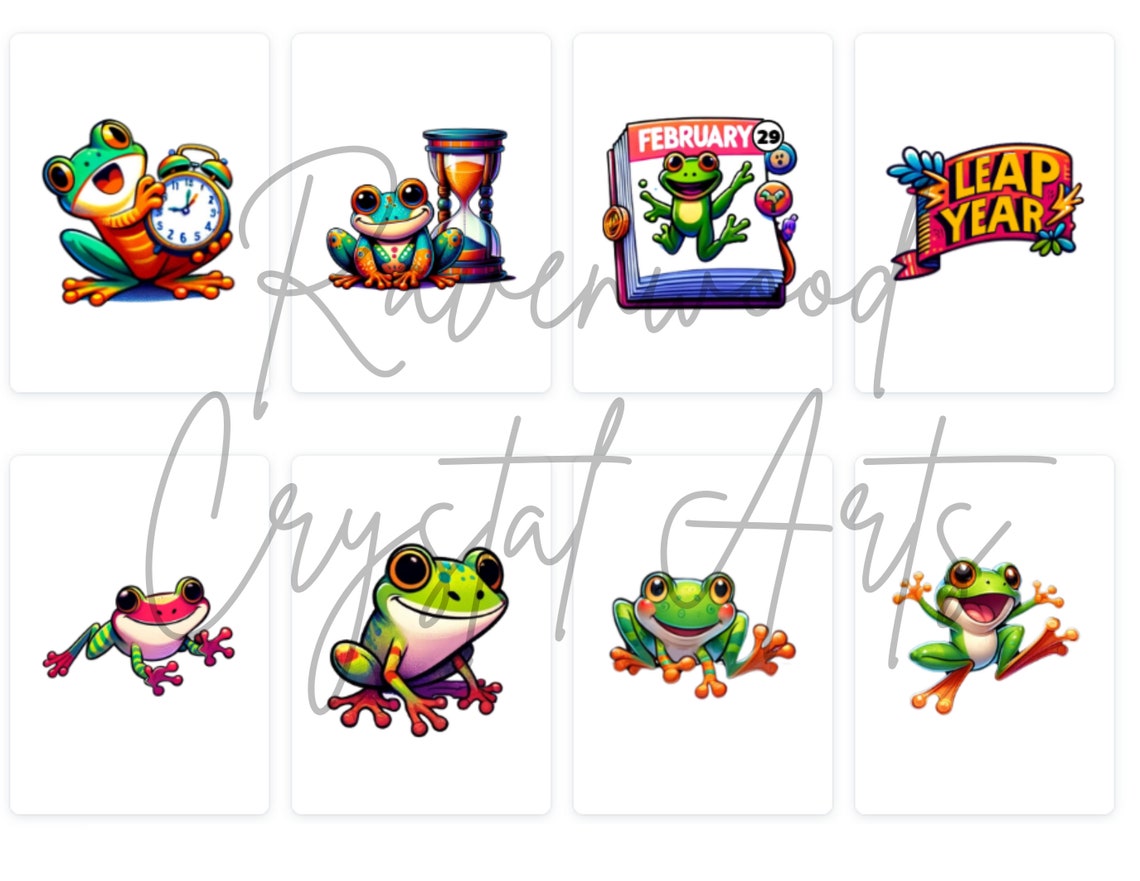 Leap Year Frogs Clipart Pack Transparent Background Leap Year, Leap Day ...