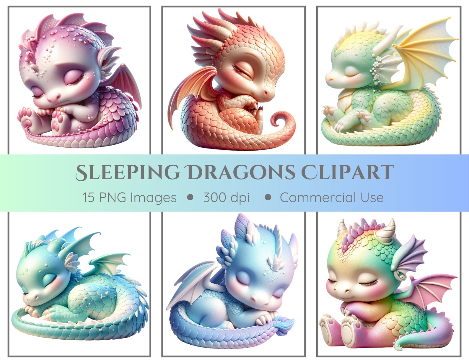 Sleeping Dragons Clipart Pack 15 Pngs Transparent Background Baby ...