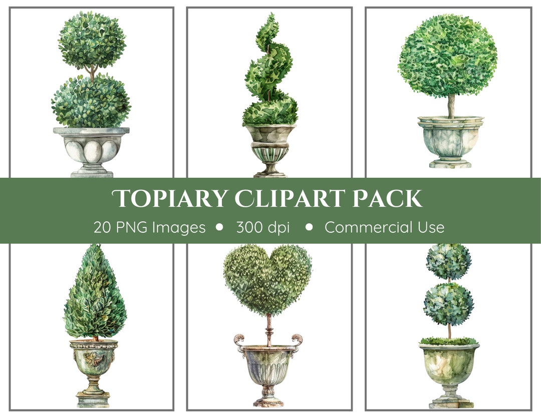 Topiary Clipart Pack - Transparent Background - Topiary Trees for Junk ...