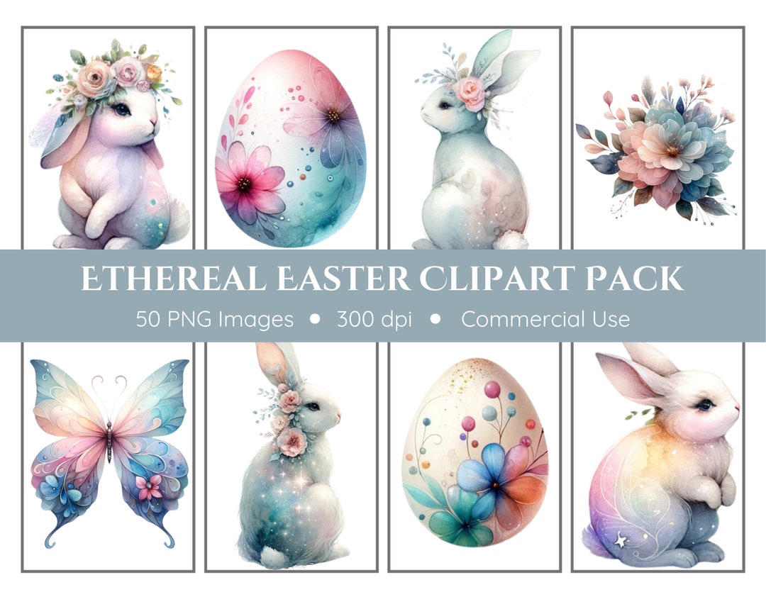 Ethereal Easter Clipart Pack - Transparent Background - Dreamy ...