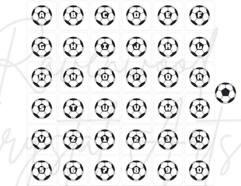 Soccer Ball Alphabet | Alphabet PNG | Sport Font | Football Clipart ...