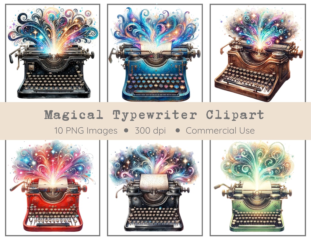 Magic Typewriter Clipart Pack - Transparent Background - Writing ...