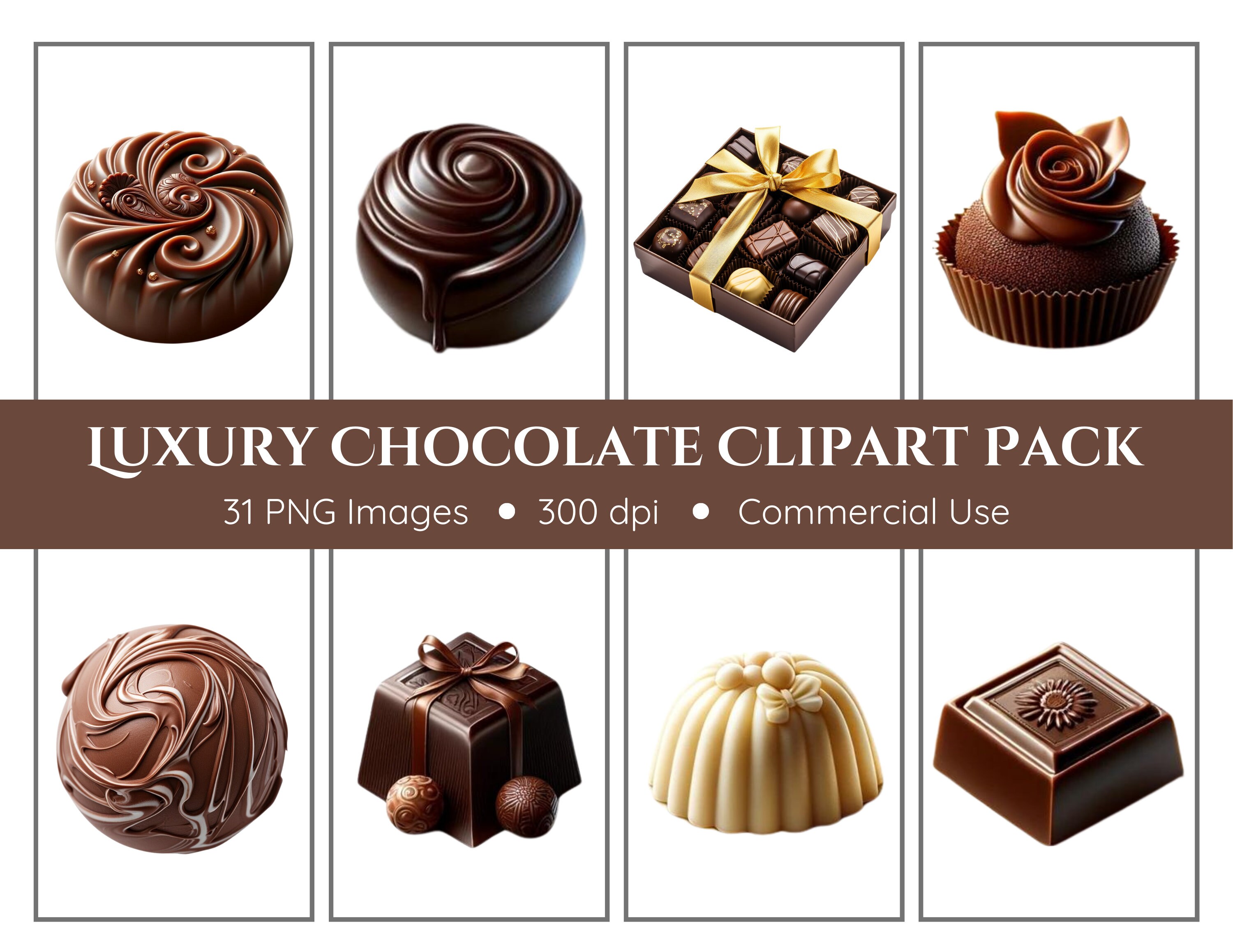 Luxury Chocolate Clipart Pack - Transparent Background - Fancy ...