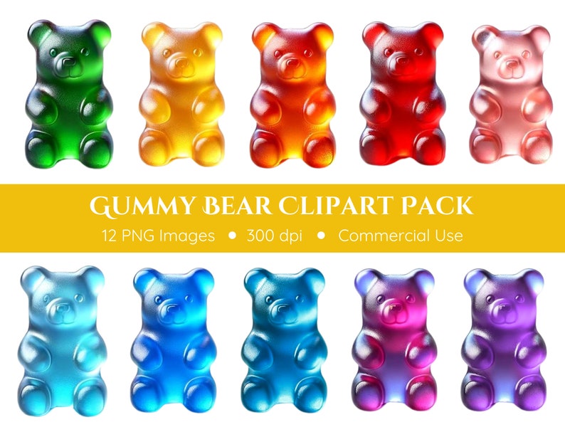 Gummy Bears Clipart Pack - Transparent Background - Realistic Gummy ...