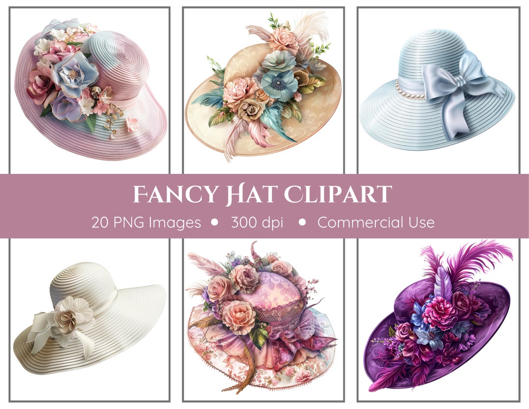 Fancy Hat Clipart Pack - Transparent Background - Tea Party Hats ...