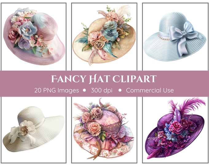 Fancy Hat Clipart Pack - Transparent Background - Tea Party Hats ...