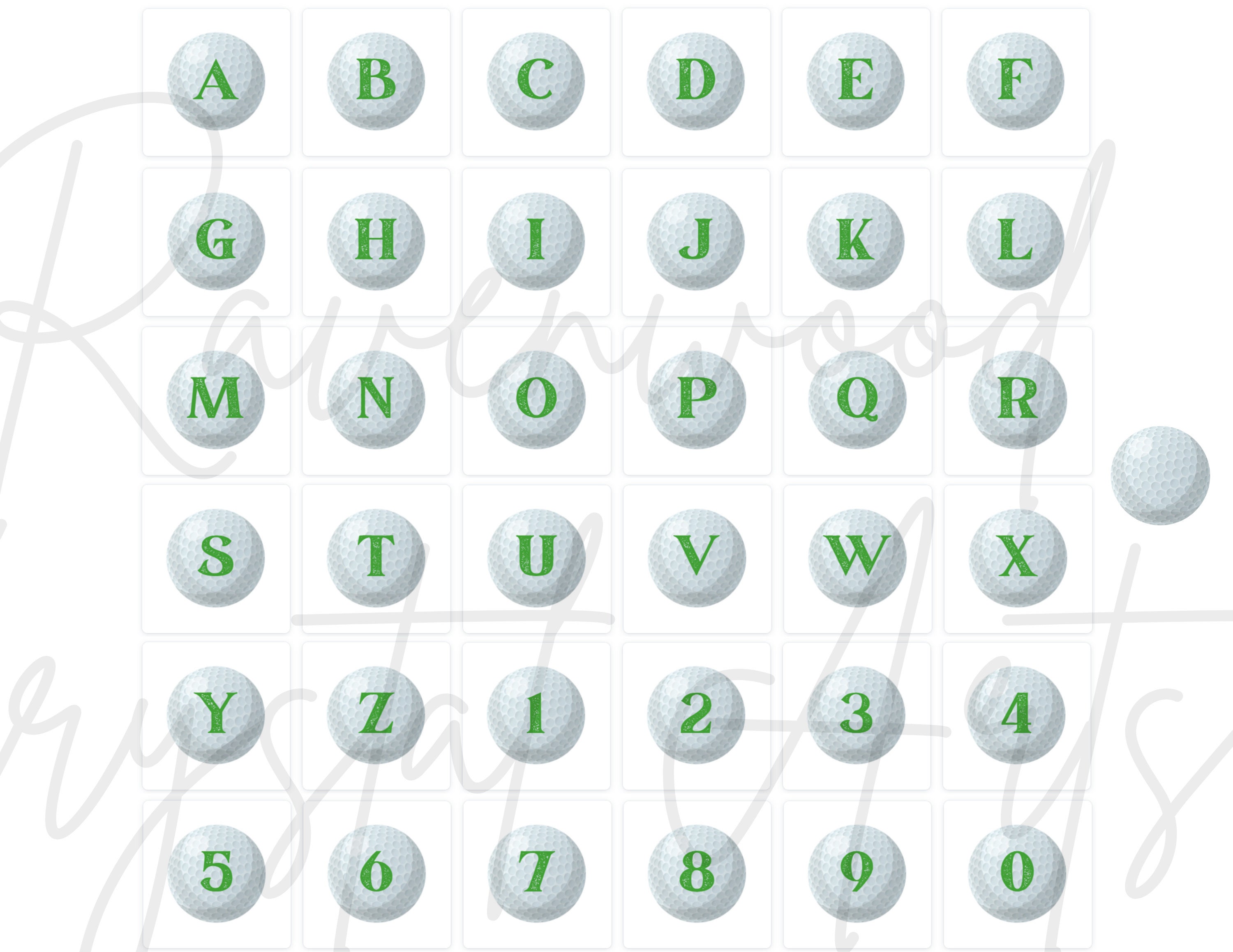 Golf Ball Alphabet | Alphabet PNG | Sport Font | Golf Ball Clipart ...