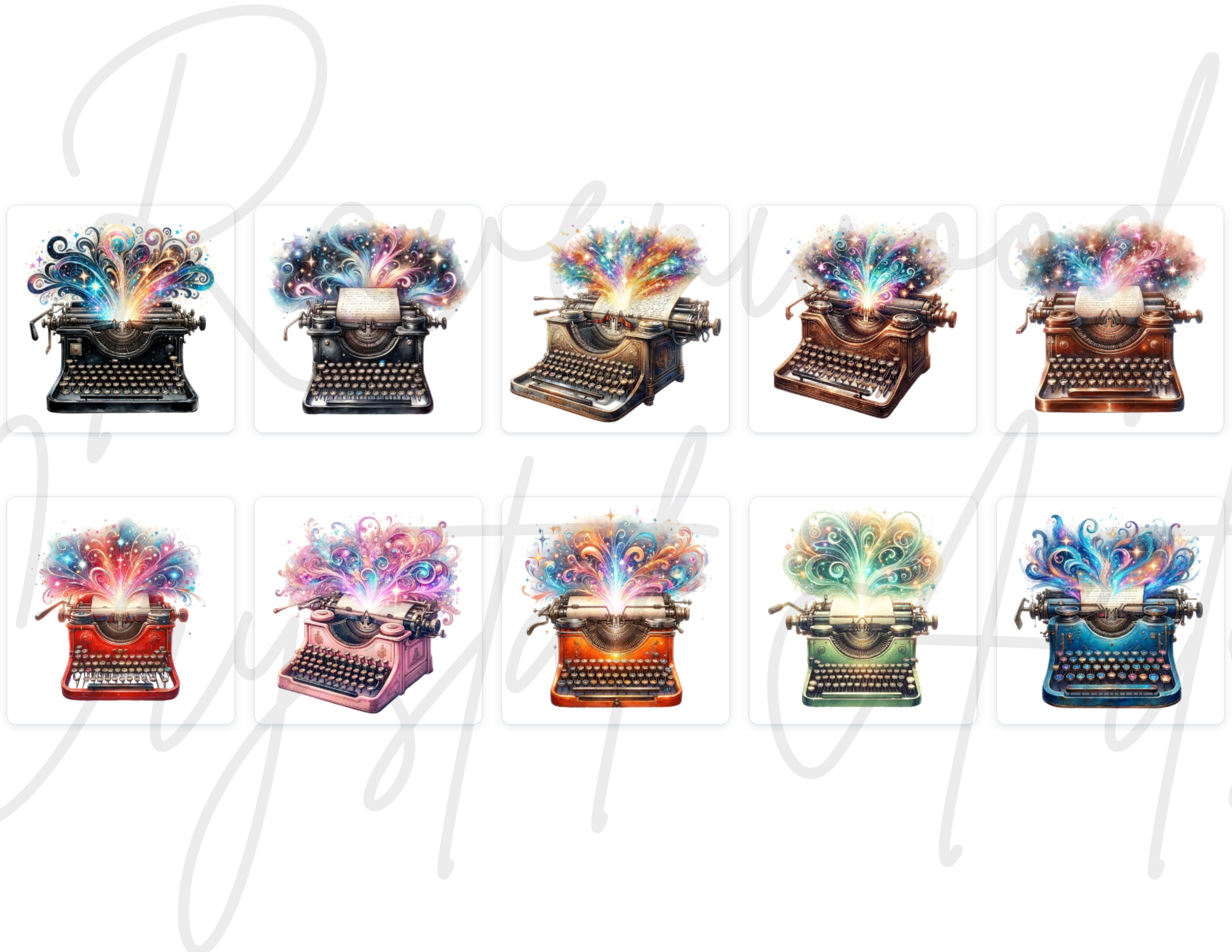Magic Typewriter Clipart Pack - Transparent Background - Writing ...